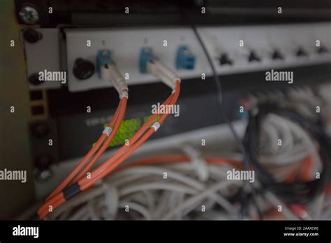 Rack Mounted Servers In A Server Room Close Up Stock Photo Alamy