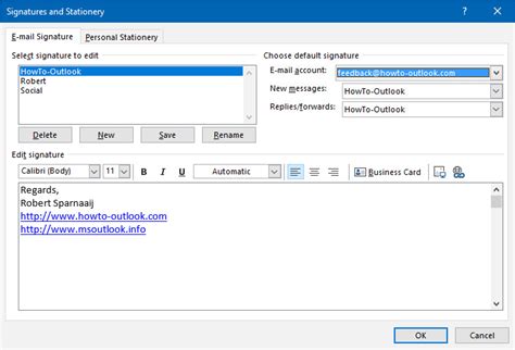 How to Create An Email Signature Template In Outlook 2010 Creating Using and Managing Signatures ...