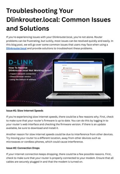 troubleshooting your dlinkrouter local common issues and solutions