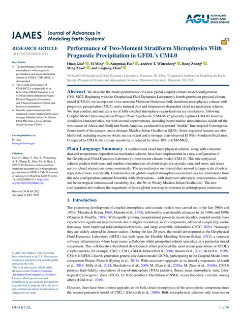 Pdf Performance Of Two‐moment Stratiform Microphysics With Prognostic Precipitation In Gfdls