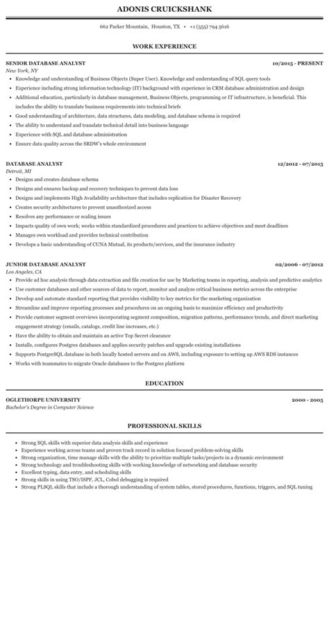 Database Analyst Resume Meganakas Blog