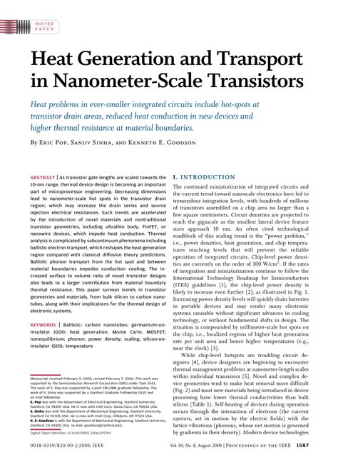 Pdf Heat Generation And Transport In Nanometer Scale Transistors