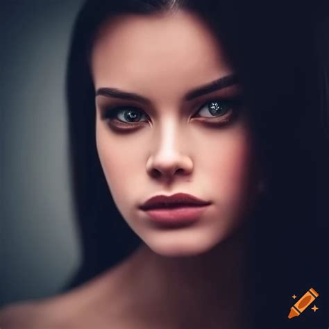 Portrait Of A Woman With Long Black Hair And Black Eyes On Craiyon