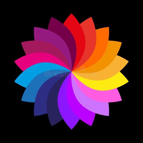 Circle Of Primary Primary Color Second Stage On A Black Background Vector Illustration Stock