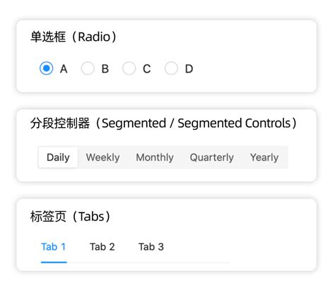 详解|一文帮你区分radio、tabs 和 Segmented 组件的应用场景 人人都是产品经理 详解|一文帮你区分radio、tabs 和 Segmented 组件的应用场景 人人都是产品经理