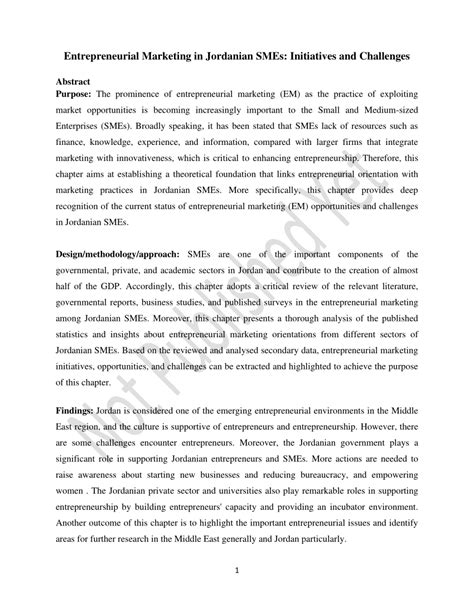 Pdf Entrepreneurial Marketing In Jordanian Smes Initiatives And