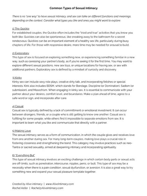 Common Types Of Sexual Intimacy Pdf
