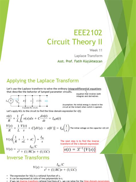 Lecture Notes Week11 Pdf Laplace Transform Mathematical Relations