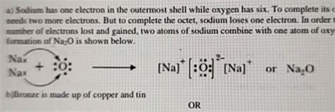 A Sodium Has One Electron In The Outermost Shell While Oxygen Has Six T