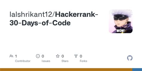 Github Lalshrikant12hackerrank 30 Days Of Code