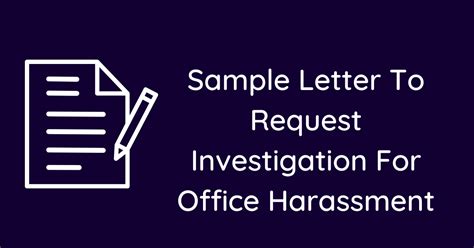 Sample Letter To Request Investigation For Office Harassment