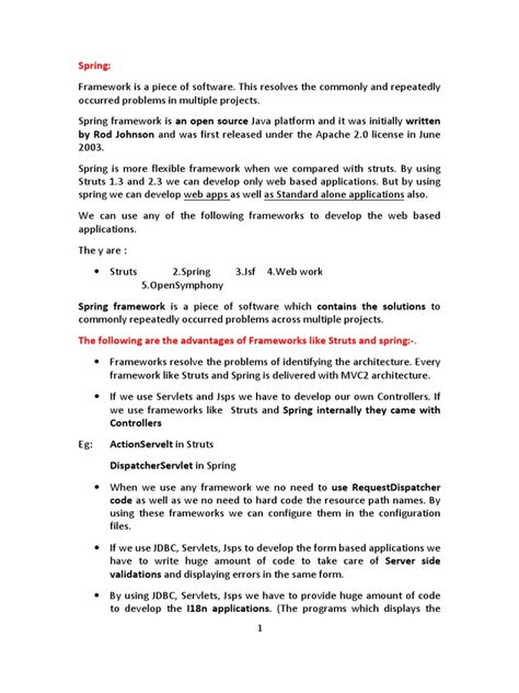 spring notes pdf spring framework java servlet
