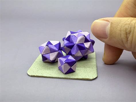 Sonobe Modular Origami Miniature A Set Of Three Triple Gem Kusudama Purple Handmade