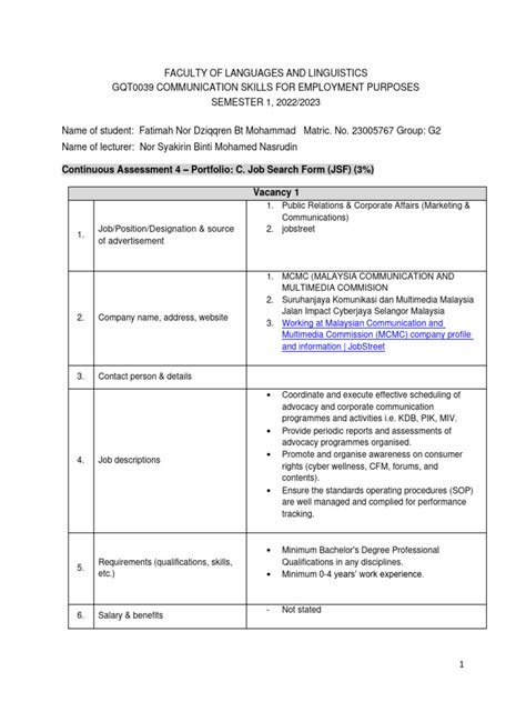 Ca4 Portfolio C Job Search Form Jsf Pdf Employment Salary