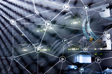 Premium Photo Wi Fi Network Abstract Structure On Modern Server Room Background