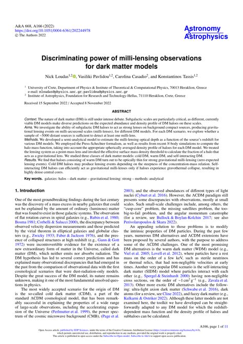 Pdf Discriminating Power Of Milli Lensing Observations For Dark Matter Models