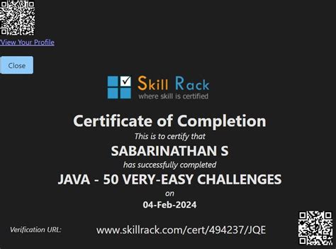 sabarinathan s on linkedin certificate of completion in java