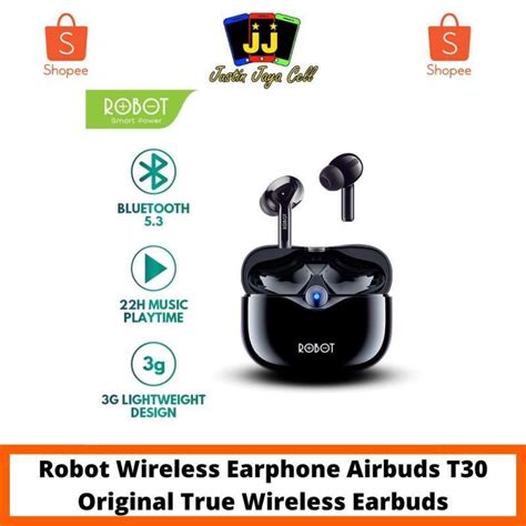 Jual Robot Wireless Earphone Airbuds T Original True Wireless Earbuds Hitam Di Seller Justin