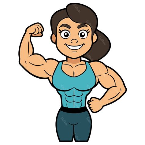 Cartoon Style Strong Woman Illustration Vector File Illustrator Premium