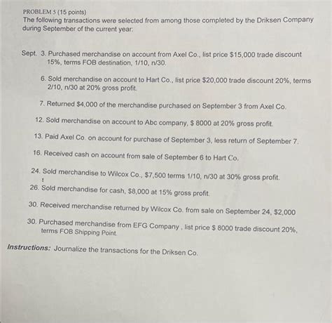 solved problem 5 15 points the following transactions