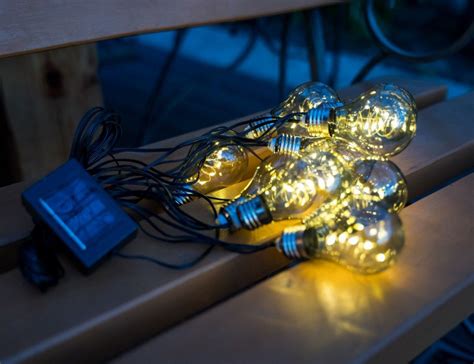 Садовая гирлянда Solar РЕТРО ФЛЕШ на солнечной батарее мигающая 10 ламп 50 тёплых белых микро