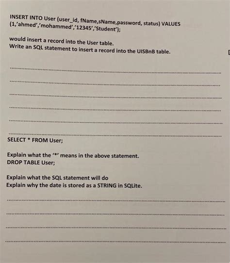 Solved Consider The Following Database Schemainsert Into