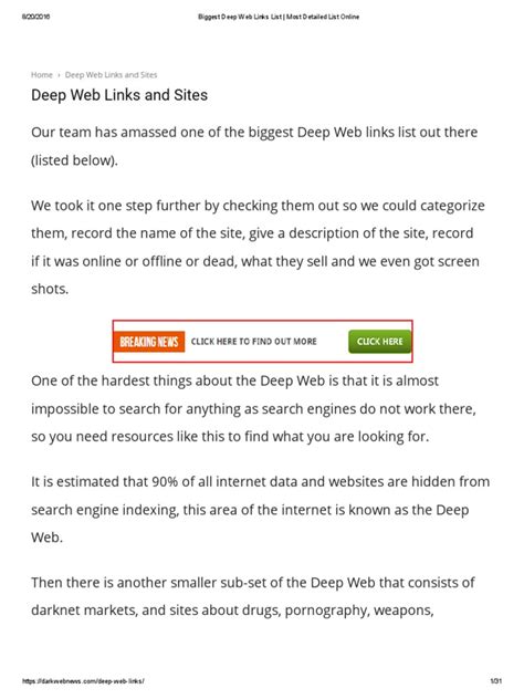 Biggest Deep Web Links List Most Detailed List Online Pdf Tor