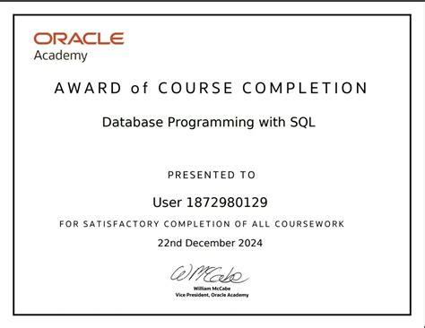 thrilled to announce that i ve earned my database programming with sql