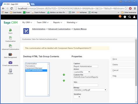 Creating A New Reports Administration Screen In Classic Asp Com Api Sage Crm Hints Tips And