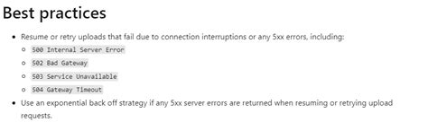 Rest Api Resumable Upload Returns General Exception Microsoft Qanda
