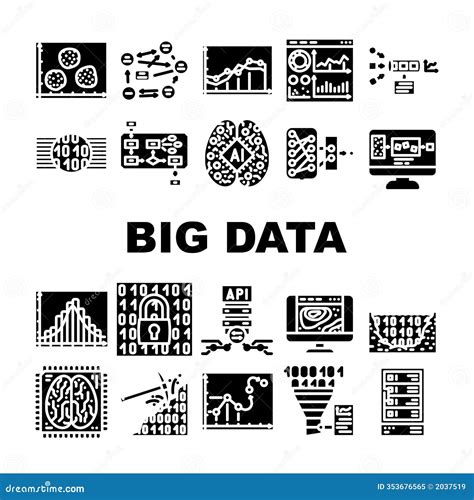 Big Data Analytics Hadoop Icons Set Vector Stock Illustration