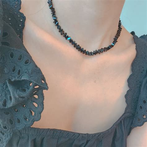 365일목걸이단독판매 고퀄리티 실물보장 블랙 크리스탈 볼드 비즈 시크 데일리 레이어드 섹쉬 여신무드 비즈목걸이 에이블리