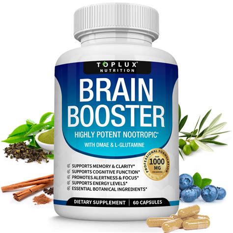 Toplux Brain Booster Nootropic Supplement Supports Memory Focus Clarity Cognitive Health 60