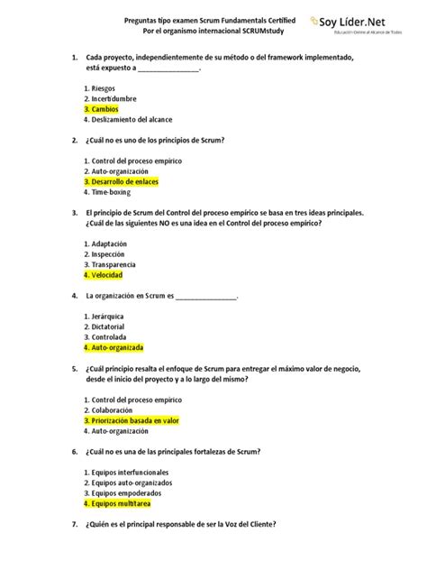 25 Preguntas Tipo Examen Scrum Pdf