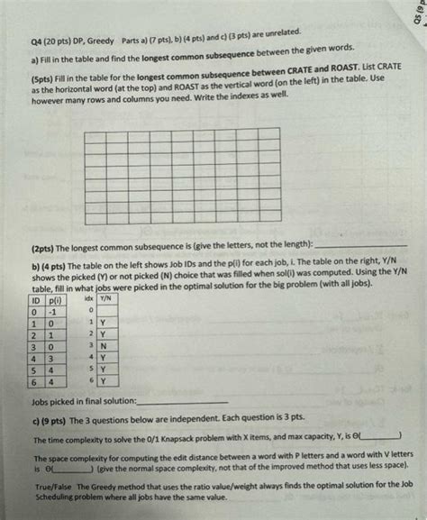 solved q4 20 pts dp greedy parts a 7 pts b 4 pts