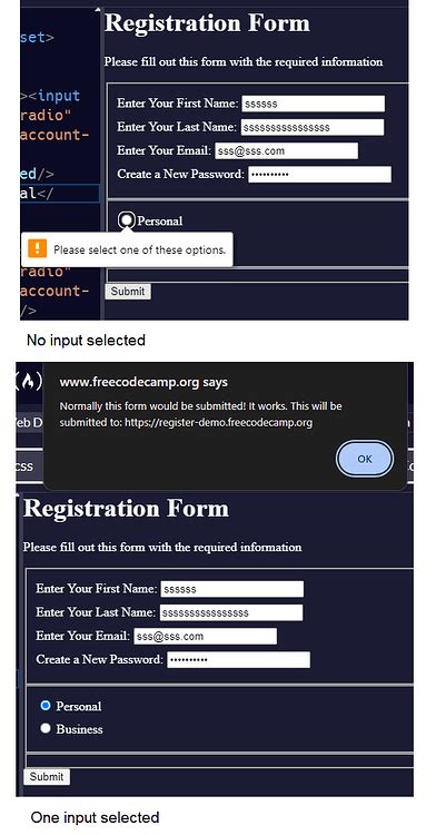 Html Forms Step Marking Radio Input As Required Html Css The Freecodecamp Forum