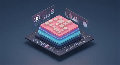 Layered Data Architecture Visualization Isometric 3d Rendering Of