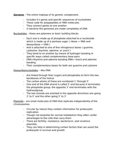 Genetic Notes Lecture Notes Genome The Entire Makeup Of Its Genetic Complement Includes