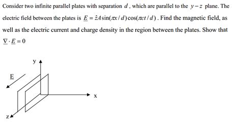solved consider two infinite parallel plates with separation