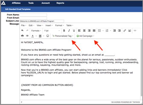 Editing Standard Email Templates Avantlink Support