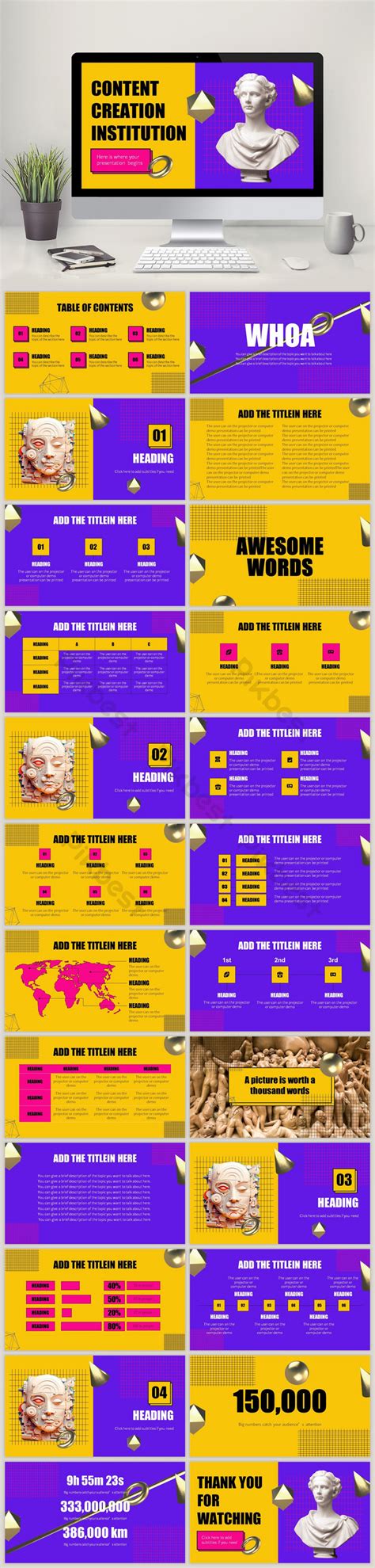 Content Creation Institution Purple PowerPoint PPTX Template Free Download Pikbest