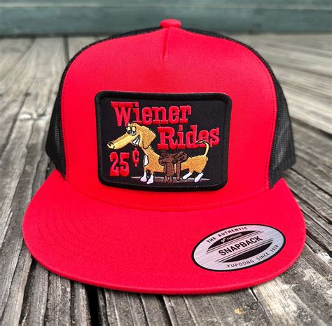 Quick Order Wiener Rides Hat Blk Patch Red Blk 6006 Rusty Lids