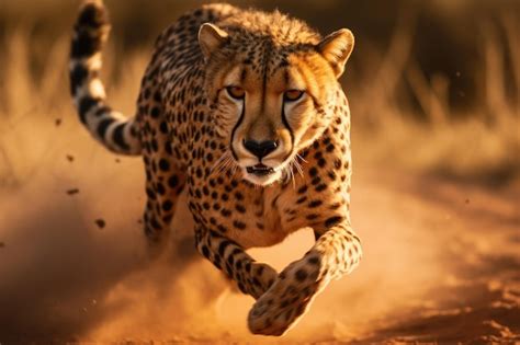 Cheetah Correndo Na Poeira No Kruger Park áfrica Do Sul Espécie