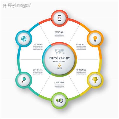 Infographic Circle Process Chart Cycle Diagram 6 Steps Vector