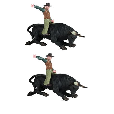 2x Pvc Model Animal Toys Rodeo Bull With Collectible Static Plastic Toy