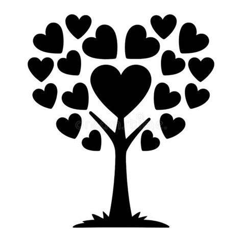 Hearten Shape Tree Silhouette Love And Affection Perfect For