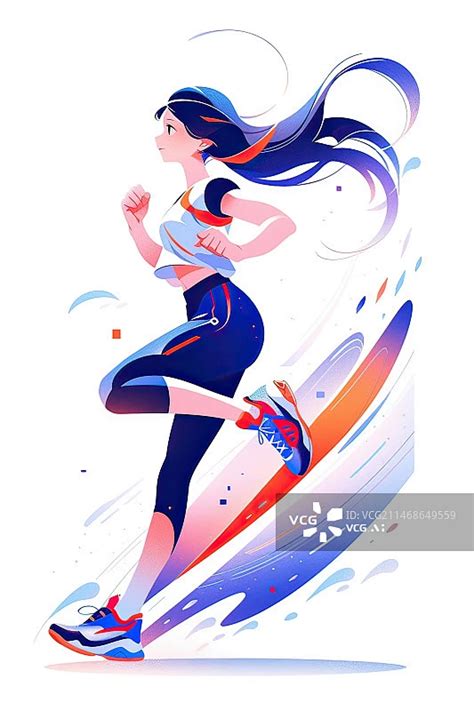 【ai数字艺术】穿着运动服的时尚女孩在跑步，运动健身锻炼场景概念插图图片素材 花瓣网