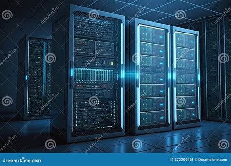 data center and computer servers created with generative ai stock