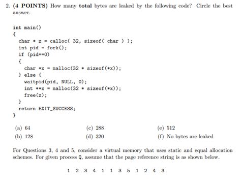 Solved POINTS How Many Total Bytes Are Leaked By The Chegg Com