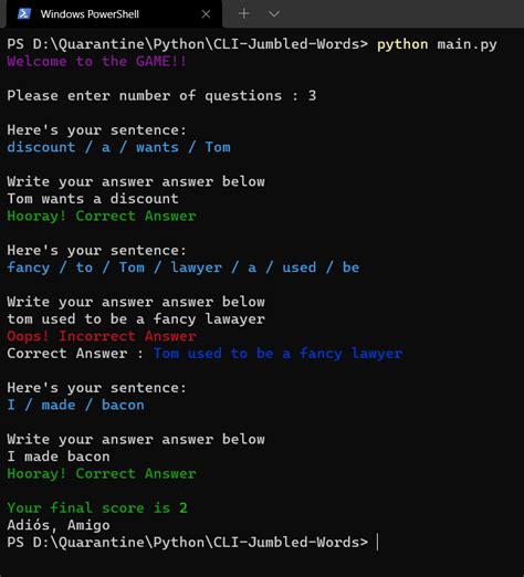 Sentence Rearrangement Game Using Python